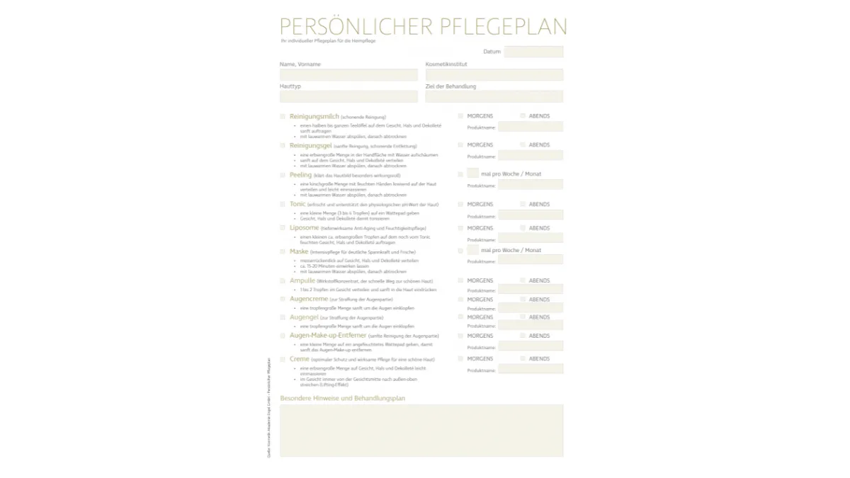 Persönlicher Pflegeplan digitale Vorlage - Alle Infos ansehen