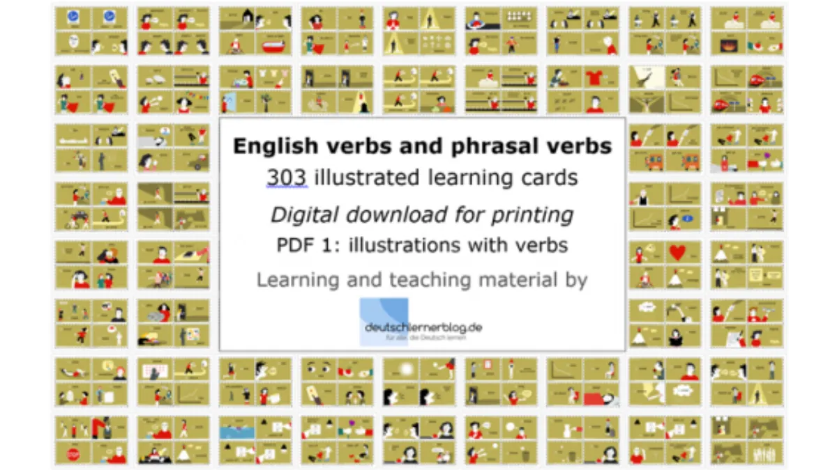 English verbs and phrasal verbs illustrated learning cards - Alle Infos ...